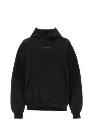 Balenciaga Crystal Logo Hoodie - Faded Black