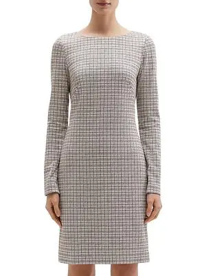 Theory Betty Long Sleeve Grid Knit Dress - Multi