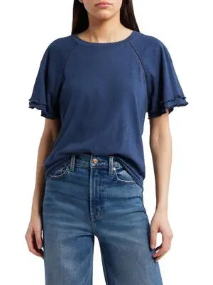 Wit & Wisdom Wit & Wisdom Flutter Sleeve Top Navy