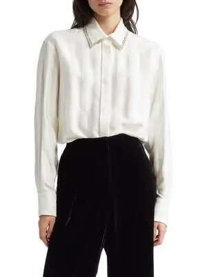 GOLDEN GOOSE Journey Embellished Striped Shirt - Papyrus