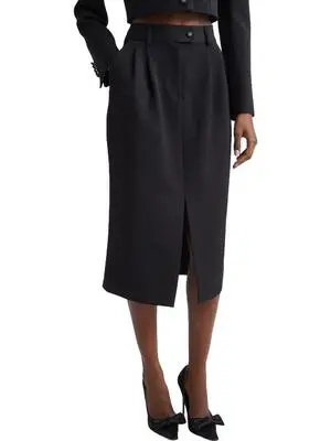 Dolce & Gabbana Dolce&Gabbana Pleated Virgin Wool Pencil Skirt N0000 Nero