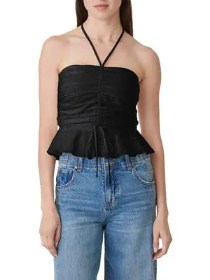 Habitual Ruched Halter Top - Black