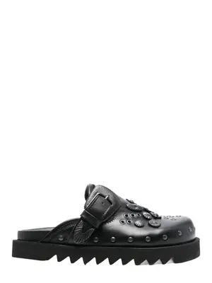 Toga Eyelet Metal Mules - Black