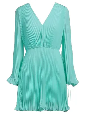 Max Mara Mini Pleated Dress - Blue