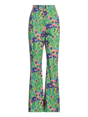 Dolce & Gabbana Flared Floral-print Pants - Green