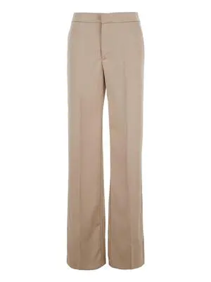 Andamane Tech Fabric Pants With Front Pences - Beige