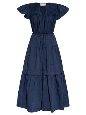 Ulla Johnson Pleated Midi Dress - Blue