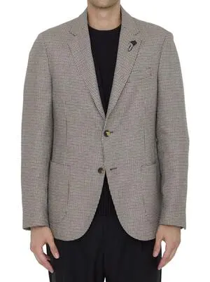 LARDINI Houndstooth-pattern Blazer - Neutrals