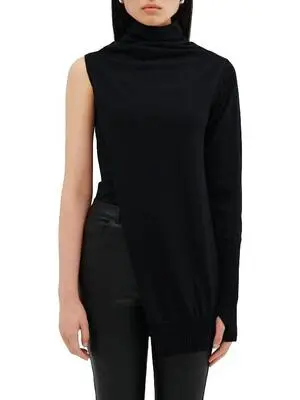 MARCELLA Berlin One-sleeve Turtleneck Top - Black