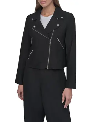 Dkny Crinkle Moto Jacket - Black