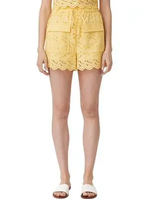 Habitual Embroidered Eyelet Cotton Cargo Shorts - Sunlight