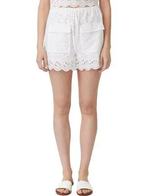 Habitual Habitual Embroidered Eyelet Cotton Cargo Shorts White