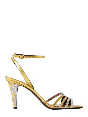 Valentino Garavani Ladycrush 85 Crystal-embellished Metallic Leather Pumps - Gold