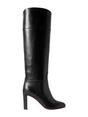 CHRISTIAN LOUBOUTIN Loo Botta 85 Leather Knee Boots - Black