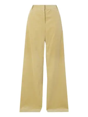 Another Tomorrow Organic Cotton-corduroy Wide-leg Trousers - Yellow
