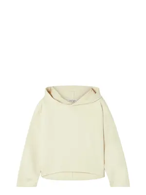 Another Tomorrow Cropped Organic Cotton-blend Jersey Hoodie - Cream