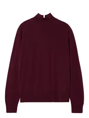 Another Tomorrow Wool Turtleneck Sweater - Burgundy