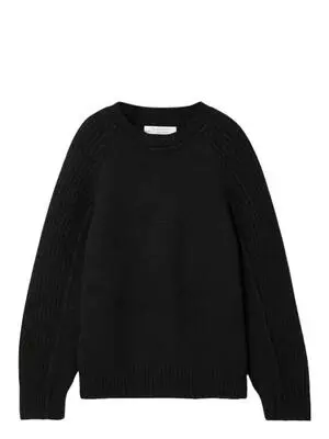 Another Tomorrow Oversized Ribbed Cashmere And Wool-blend Sweater - Black