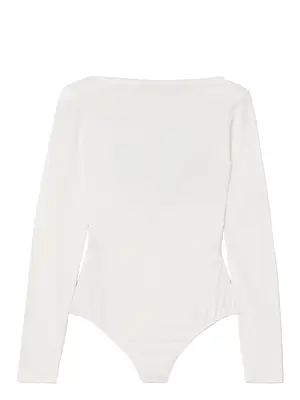 Another Tomorrow Stretch Organic Cotton And Lyocell-blend Jersey Bodysuit - White