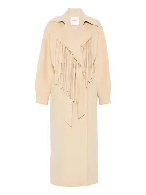 Nanushka Fringe-detail Coat - Neutrals