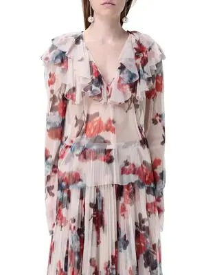 Philosophy Di Lorenzo Serafini Floral Print Ruffled Blouse - Beige