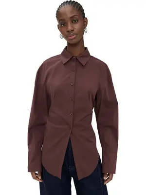 SIMONMILLER SIMONMILLER Loch Poplin Button-Up Shirt Choco Brown