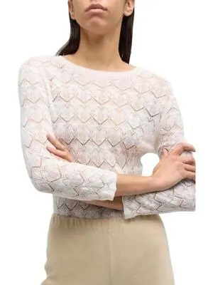 Vince Fine Lace Crewneck Top - Optic White