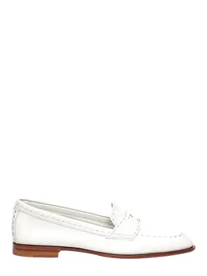 Santoni Marlene Leather Penny Loafers White