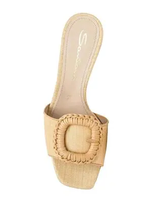 Santoni Marta Raffia Mule Sandals - Beige