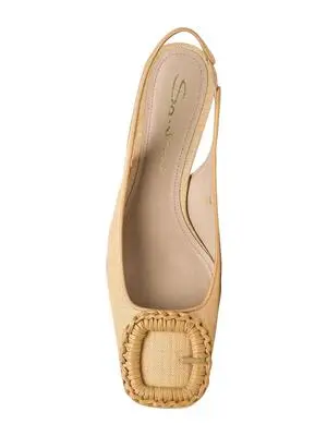 Santoni Raffia Slingback Pumps - Beige