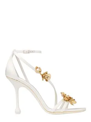 JIMMY CHOO Zea 95 Floral Sandals - Ivory/metal Mix