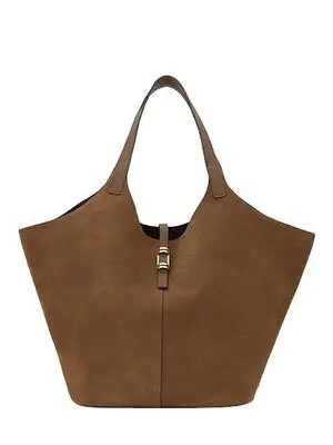REISS Lyra Leather And Suede Tote Bag - Tan