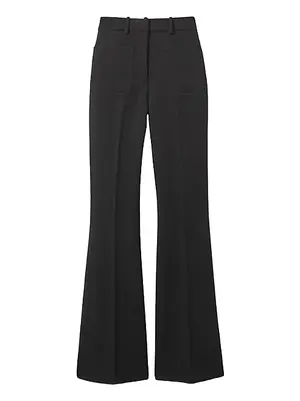 REISS Flared-leg Woven Trousers - Black
