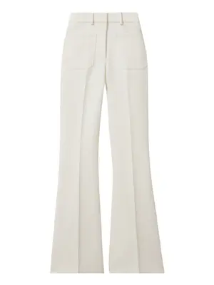 REISS Flared-leg Woven Trousers - Cream
