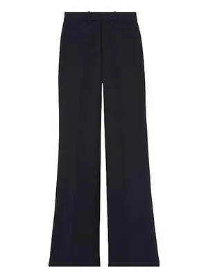 REISS Flared-leg Woven Trousers - Navy