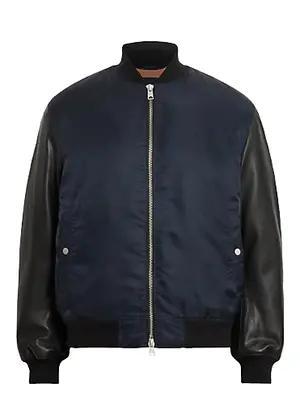 ALLSAINTS Myler Relaxed-Fit Shell Bomber Jacket Black/ink Blue