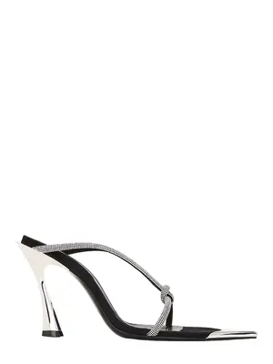 MUGLER Bombe' Mules - Black & Crystal
