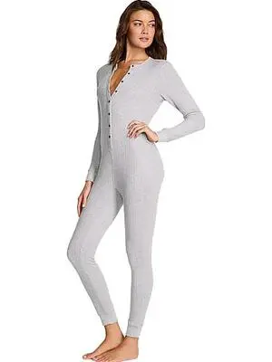 Victoria's Secret Cozy Pointelle Long Onesie - Grey