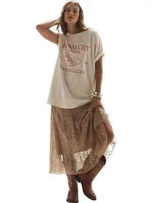 Anthropologie Asymmetric Drop-waist Lace Midi Skirt - Taupe