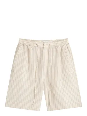 RÓHE Striped Silk Drawstring Shorts - Cream Heritage Stripe
