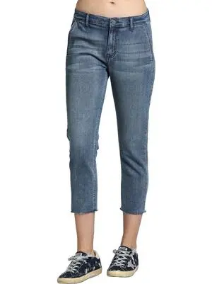 APNY Raw Hem Crop Trouser Jeans - Indigo