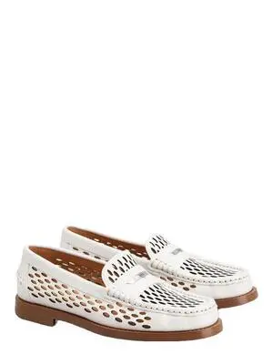 TOD'S Laser-cut Calfskin Loafer - Bianco Calce