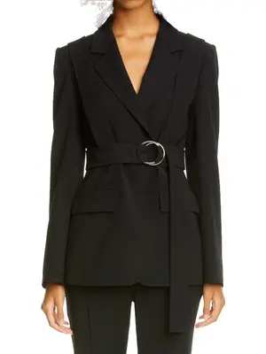 ADEAM Harness Detail Belted Crepe Jacket