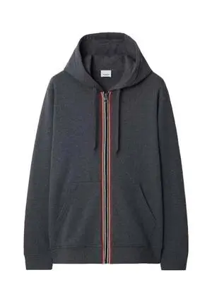 Burberry Hove Stripe Zip Hoodie - Dark Grey Melange
