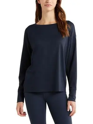 Zella Textured Equilibrium Long Sleeve T-shirt - Navy Sapphire