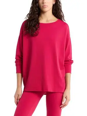 Zella Textured Equilibrium Long Sleeve T-shirt - Red Cerise