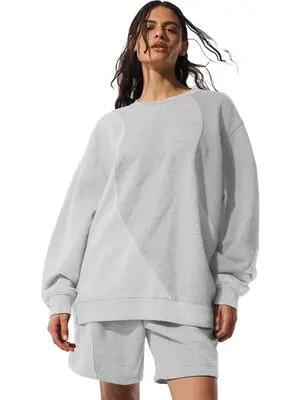 Alo Yoga Make Waves Crewneck Pullover Top - Athletic Heather Grey Tonal