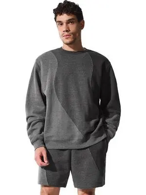 Alo Yoga Make Waves Crewneck Pullover Top - Dark Heather Grey Tonal