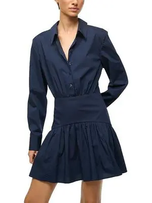 Staud Rocco Mini Shirt Dress - Navy