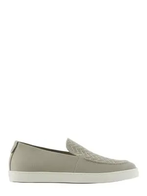 Giorgio Armani Chevron Jacquard Slip-ons - Beige